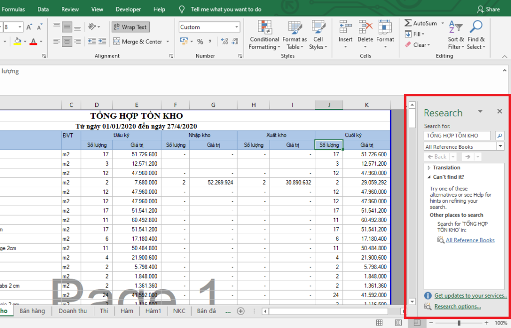 Cách tắt/bật Research trong Excel siêu nhanh với VBA